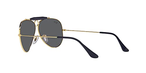 Ray-Ban RB3138 Shooter Pilot Sunglasses, Legend Gold/Dark Grey, 58 mm