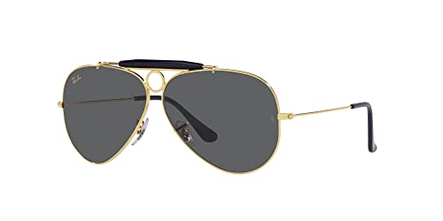 Ray-Ban RB3138 Shooter Pilot Sunglasses, Legend Gold/Dark Grey, 58 mm