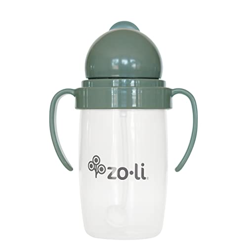 Any angle straw sippy cup | ZoLi BOT 2.0 weighted straw sippy spruce green, most loved training sippy cup, toddler transition straw cup, sippy cup with handles