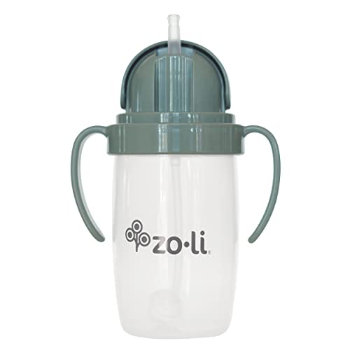 Any angle straw sippy cup | ZoLi BOT 2.0 weighted straw sippy spruce green, most loved training sippy cup, toddler transition straw cup, sippy cup with handles