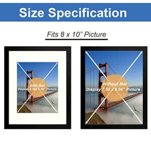 Picture Frames 8x10 Picture Frame Set of 2，Display Pictures 5x7 with Mat or 8x10 Without Mat Real Glass and Composite Wood for Wall or Tabletop Display Pre-Installed Wall Mounting Hardware，Black