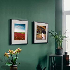 Picture Frames 8x10 Picture Frame Set of 2，Display Pictures 5x7 with Mat or 8x10 Without Mat Real Glass and Composite Wood for Wall or Tabletop Display Pre-Installed Wall Mounting Hardware，Black