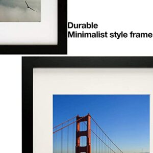 Picture Frames 8x10 Picture Frame Set of 2，Display Pictures 5x7 with Mat or 8x10 Without Mat Real Glass and Composite Wood for Wall or Tabletop Display Pre-Installed Wall Mounting Hardware，Black