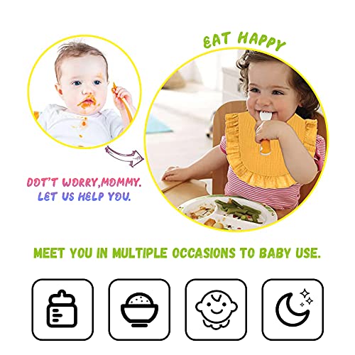 JIAHANG Baby Girls Muslin Cotton Drool Bibs，Flounce Edge Lace Teething Feeding Burp Cloths Multi-Use Saliva Towel for Newborn Infants (