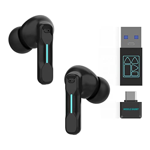 FEDIKER SW4 Wireless Hidden Earbuds for PC/Computer/Laptop/Mobile - Dongle & Bluetooth - 40ms Low Latency - 4 Mics – Gaming - Work Headset/Headphones for Office