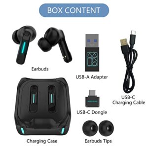 FEDIKER SW4 Wireless Hidden Earbuds for PC/Computer/Laptop/Mobile - Dongle & Bluetooth - 40ms Low Latency - 4 Mics – Gaming - Work Headset/Headphones for Office