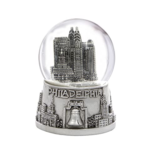 Silver Philadelphia Snow Globe 3.5 Inches Landmarks and Liberty Bell