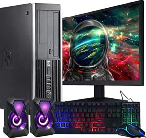 hp elite desktop computer pc, 3.1 ghz, intel core i5, 16gb, ram, 1tb hdd, new 22 inch led monitor, rgb speaker and keyboard mouse, wifi, windows 10 pro (renewed)