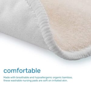 Enovoe Organic Bamboo Breastfeeding Pads (12 Pack) with Laundry Bag - Reusable Nipple Pads for Breastfeeding are Super Soft, Machine Washable and Hypoallergenic - Nursing Pads Disposable - White