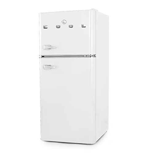 Commercial Cool CCRRD45HW 4.5 Cu. Ft True Freezer, Vintage Style, Retro Fridge with 2 Slide-Out Glass Shelves, White Refrigerator