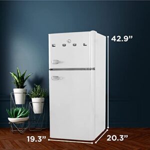 Commercial Cool CCRRD45HW 4.5 Cu. Ft True Freezer, Vintage Style, Retro Fridge with 2 Slide-Out Glass Shelves, White Refrigerator