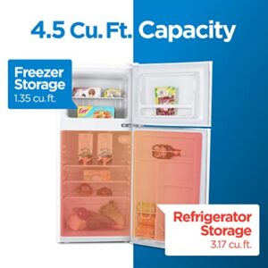 Commercial Cool CCRRD45HW 4.5 Cu. Ft True Freezer, Vintage Style, Retro Fridge with 2 Slide-Out Glass Shelves, White Refrigerator