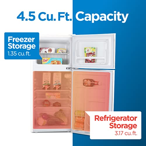 Commercial Cool CCRRD45HW 4.5 Cu. Ft True Freezer, Vintage Style, Retro Fridge with 2 Slide-Out Glass Shelves, White Refrigerator