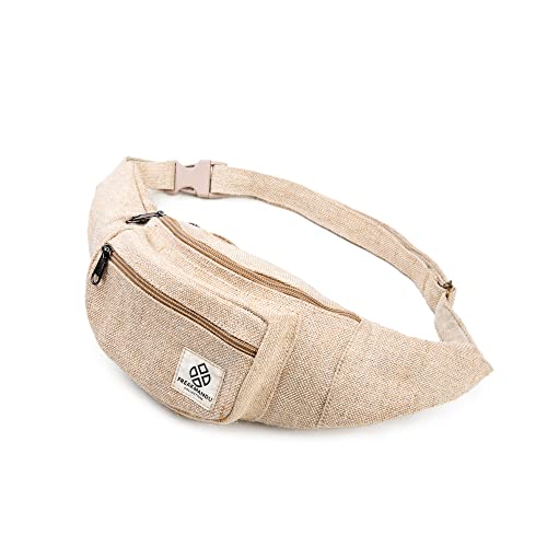 Freakmandu Eco-Friendly Boho Hippie Style Hemp Fanny Pack White Hip Waist Bag for Hiking Running Jogging (Nirvana)