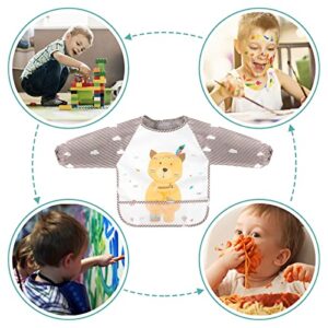 Accmor 4 Pack Long Sleeve Baby Bibs, Waterproof Sleeved Bib, Toddler Baby Bibs for 6-36 Months