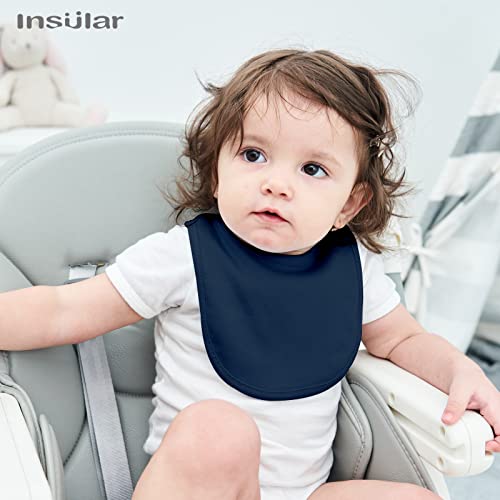 insular Baby Bibs Baby Bandana Drool Bibs 100% Cotton for Boys Girls Unisex for Teething and Drooling, 8 Pack (Blue&Gray&White&Navy Blue)