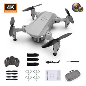 GoolRC L23 Mini Drone with 4K HD Camera for Kids and Adults, FPV Live Video Foldable RC Quadcopter with 3D Flips, Track Flight, Altitude Hold, Headless Mode, Storage Bag and 3 Batteries (Grey)