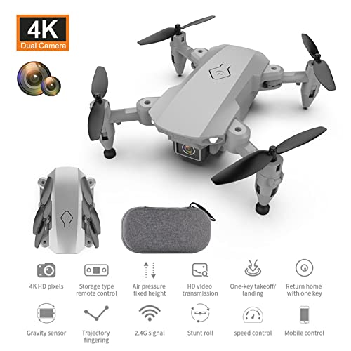 GoolRC L23 Mini Drone with 4K HD Camera for Kids and Adults, FPV Live Video Foldable RC Quadcopter with 3D Flips, Track Flight, Altitude Hold, Headless Mode, Storage Bag and 3 Batteries (Grey)