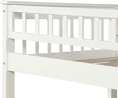 ATH-S Bunk Beds Twin Over Twin Wood Bunk Bed Frame for Boys Girls Teens, Can be Divided into 2 Beds, Gray (Color : White, Size : Twin Over Full)