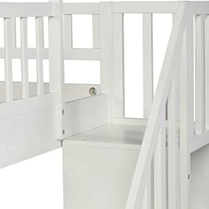 ATH-S Bunk Beds Twin Over Twin Wood Bunk Bed Frame for Boys Girls Teens, Can be Divided into 2 Beds, Gray (Color : White, Size : Twin Over Full)