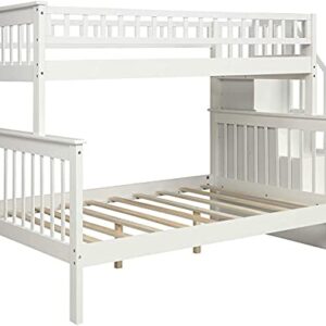 ATH-S Bunk Beds Twin Over Twin Wood Bunk Bed Frame for Boys Girls Teens, Can be Divided into 2 Beds, Gray (Color : White, Size : Twin Over Full)