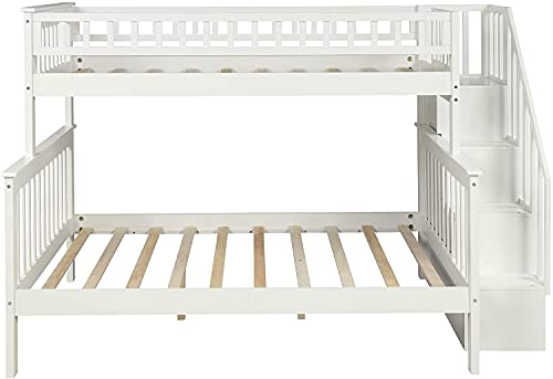 ATH-S Bunk Beds Twin Over Twin Wood Bunk Bed Frame for Boys Girls Teens, Can be Divided into 2 Beds, Gray (Color : White, Size : Twin Over Full)