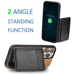 LINYUNE Cell Phone Wallet Stick On for Phone Cases, 6 Credit Cards Holder Flip Leather Pocket for Smart Cellphones(iPhone/Android/Samsung Galaxy) Black