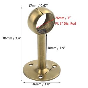 Coshar 4 PCS 1-Inch(25mm) Dia. Heavy Duty Stainless Steel Shower Curtain Closet Curtain Rod Holder Ceiling-Mounted & Wall-Mounted Bracket Closet Pole Flange Sockets Drapery Rods Supports - Gold