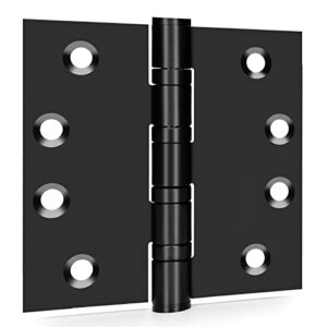 3 pack goldenwarm matte black 4'' door hinges for exterior doors ball bearing door hinges 4in x 4in door hinges with square corners, heavy-duty, 304 stainless steel