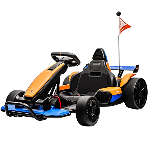 YOFE 24V Electric Go Kart for Kids, Drift Racing Go Kart,8MPH Max,132lbs W. Capacity,Licensed Mclaren Battery Powered Ride on Car with 2 Speeds for Kids Ages 6 and Older