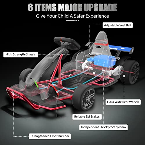 YOFE 24V Electric Go Kart for Kids, Drift Racing Go Kart,8MPH Max,132lbs W. Capacity,Licensed Mclaren Battery Powered Ride on Car with 2 Speeds for Kids Ages 6 and Older