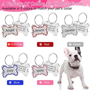 Natiform Engraved Pet Tag for Dogs and Cats, Two Sided Personalized ID Tag, Personalized with 4 Lines of Custom Engraved ID, Cute Glitter Pet Tag(White)