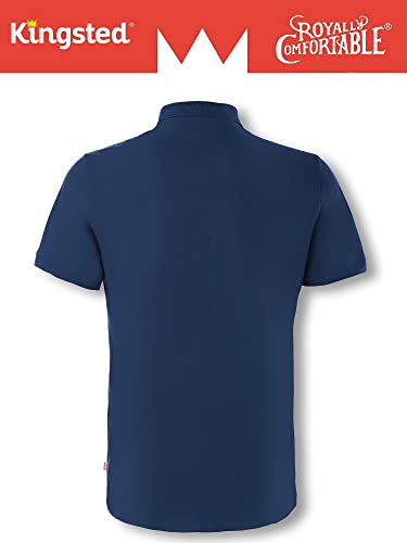 Kingsted Polo Shirts for Men - Royally Comfortable - Classic Pique Fabric - Soft Cotton Blend (Large, Navy Blue)