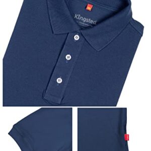 Kingsted Polo Shirts for Men - Royally Comfortable - Classic Pique Fabric - Soft Cotton Blend (Large, Navy Blue)