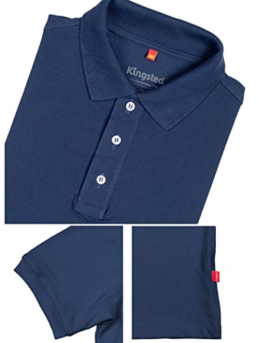 Kingsted Polo Shirts for Men - Royally Comfortable - Classic Pique Fabric - Soft Cotton Blend (Large, Navy Blue)