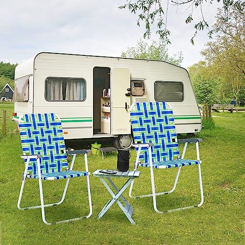 VINGLI Oversized Patio Lawn Chairs Folding 1 Piece, Webbed Folding Chair Outdoor Beach Chair Portable Camping Chair for Yard, Garden (Blue, Oversize)