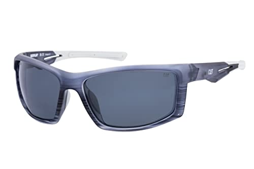 Caterpillar Men's CTS-8015 Polarized Wrap Sunglasses, Matte Navy/Crystal Fade, 62 mm