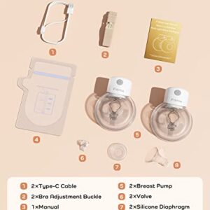 Fisroa Hands Free Breast Pump, Double Wearable Breast Pumps for Breastfeeding, Electric Portable Wireless Breast Extractor with 2 Modes & 9 Levels Low Noise, LCD Display and Memory Function