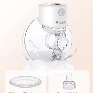 Fisroa Hands Free Breast Pump, Double Wearable Breast Pumps for Breastfeeding, Electric Portable Wireless Breast Extractor with 2 Modes & 9 Levels Low Noise, LCD Display and Memory Function