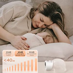 Fisroa Hands Free Breast Pump, Double Wearable Breast Pumps for Breastfeeding, Electric Portable Wireless Breast Extractor with 2 Modes & 9 Levels Low Noise, LCD Display and Memory Function