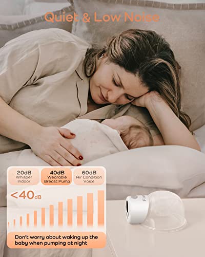 Fisroa Hands Free Breast Pump, Double Wearable Breast Pumps for Breastfeeding, Electric Portable Wireless Breast Extractor with 2 Modes & 9 Levels Low Noise, LCD Display and Memory Function