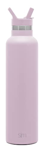 Simple Modern Water Bottle with Narrow Mouth Straw Lid Metal Thermos Vacuum Insulated Stainless Steel l Reusable Leak Proof BPA-Free Flask | Ascent Collection | 24oz, Lavender Mist