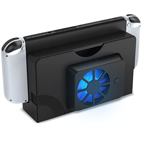 ZNKG Cooling Fan for Nintendo Switch OLED, Dock Fan with Blue Light for Switch OLED USB Powered Dobe