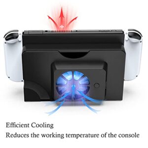 ZNKG Cooling Fan for Nintendo Switch OLED, Dock Fan with Blue Light for Switch OLED USB Powered Dobe