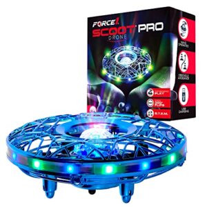 force1 scoot pro hand operated drone for kids adults - 360 induction hands free motion sensors mini drone with bright led projection, easy indoor small ufo toy flying ball drone toy for boys and girls