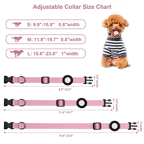 Airtag Dog Collar, Adjustable Air Tag Dog Collar with Durable Quick Snap Buckle, Imitation Nylon Dog Collar with Waterproof Apple Airtag Holder for Small Medium Large Dogs