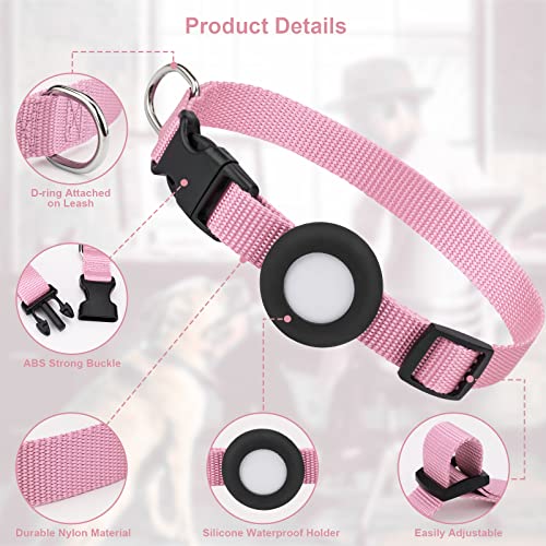 Airtag Dog Collar, Adjustable Air Tag Dog Collar with Durable Quick Snap Buckle, Imitation Nylon Dog Collar with Waterproof Apple Airtag Holder for Small Medium Large Dogs