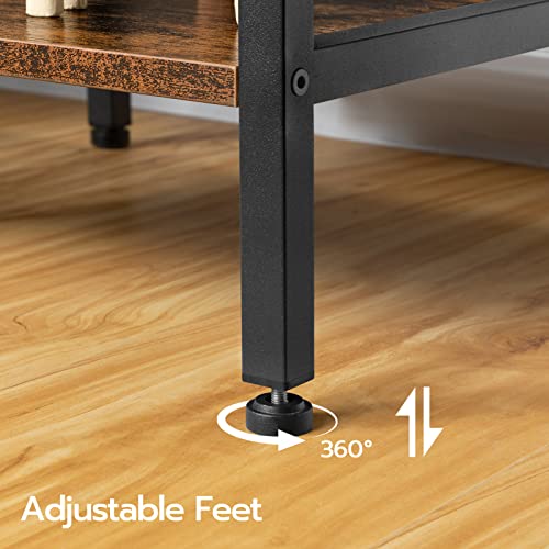 HOOBRO TV Stand with Power Outlets to 65 Inches, TV Console Table with Open Storage Shelves Cabinet, Industrial Media Entertainment Center for Living Room Bedroom, Rustic Brown and Black BF40DS01