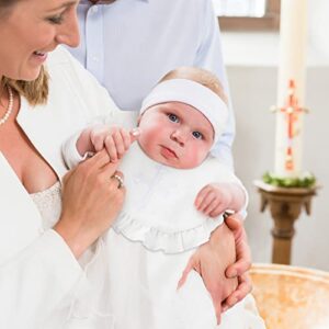 2 Pieces White Baptism Bib Christening Bib for Baby Girls Embroidered Crucifix Christening Baptism Bib Gift Outfits for Baby Girls Shower Party