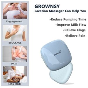 GROWNSY Warming Lactation Massager, Postpartum Breastfeeding Essentials, Heat & Vibration Support for Clogged Ducts, Mastitis, Improve Milk Flow, Engorgement (2 Pads)